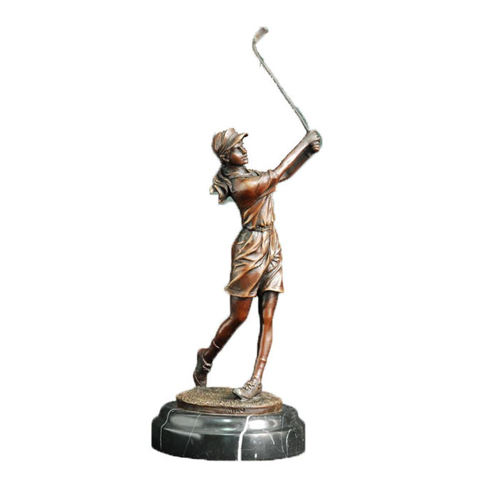 Female Golfer Metal Statue-Elegant Swing Pose Sports Figure Art Home ...