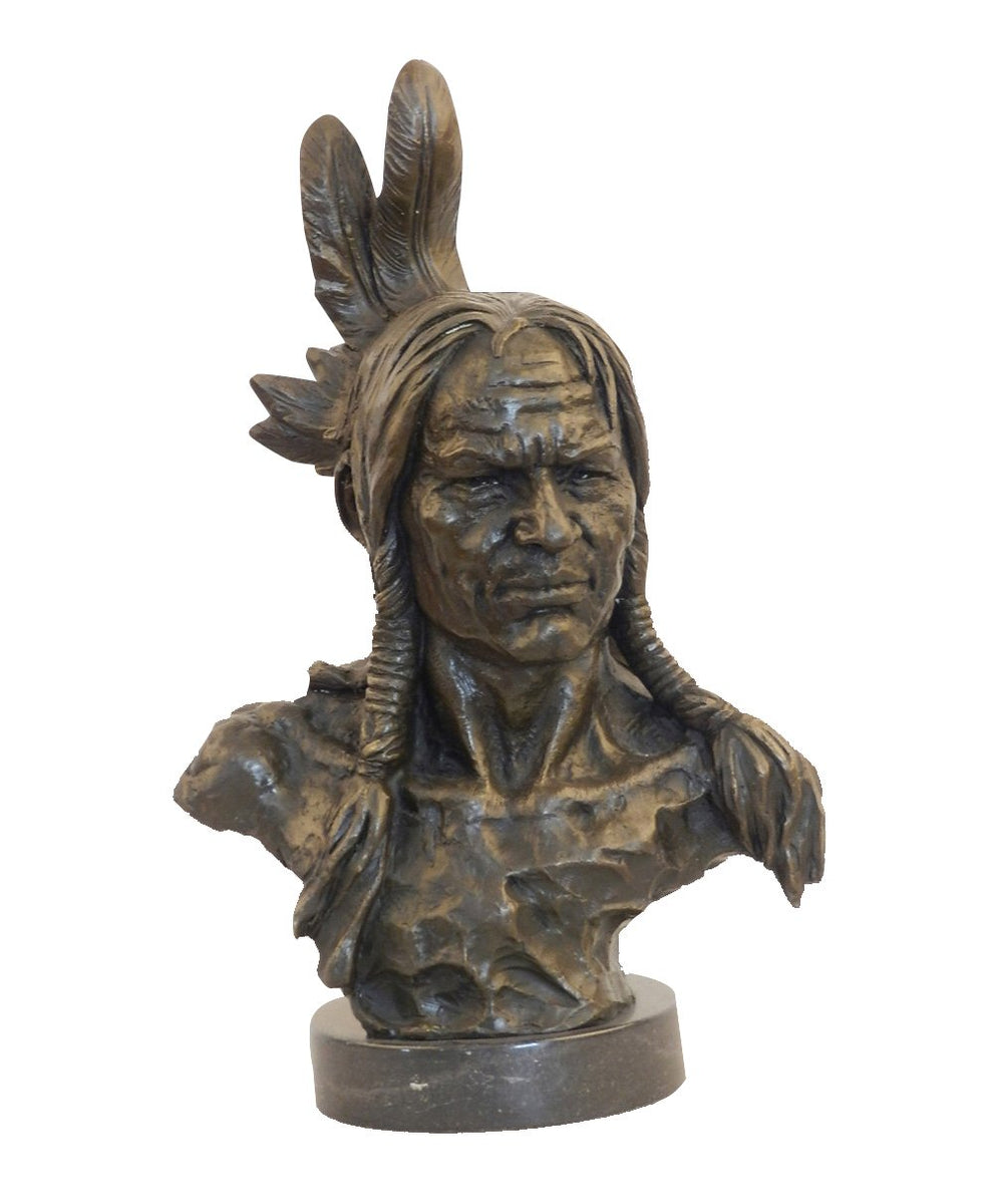 Indian Chief Bronze Statues Male Busts Sculpture Home Decor TPY-813 ...