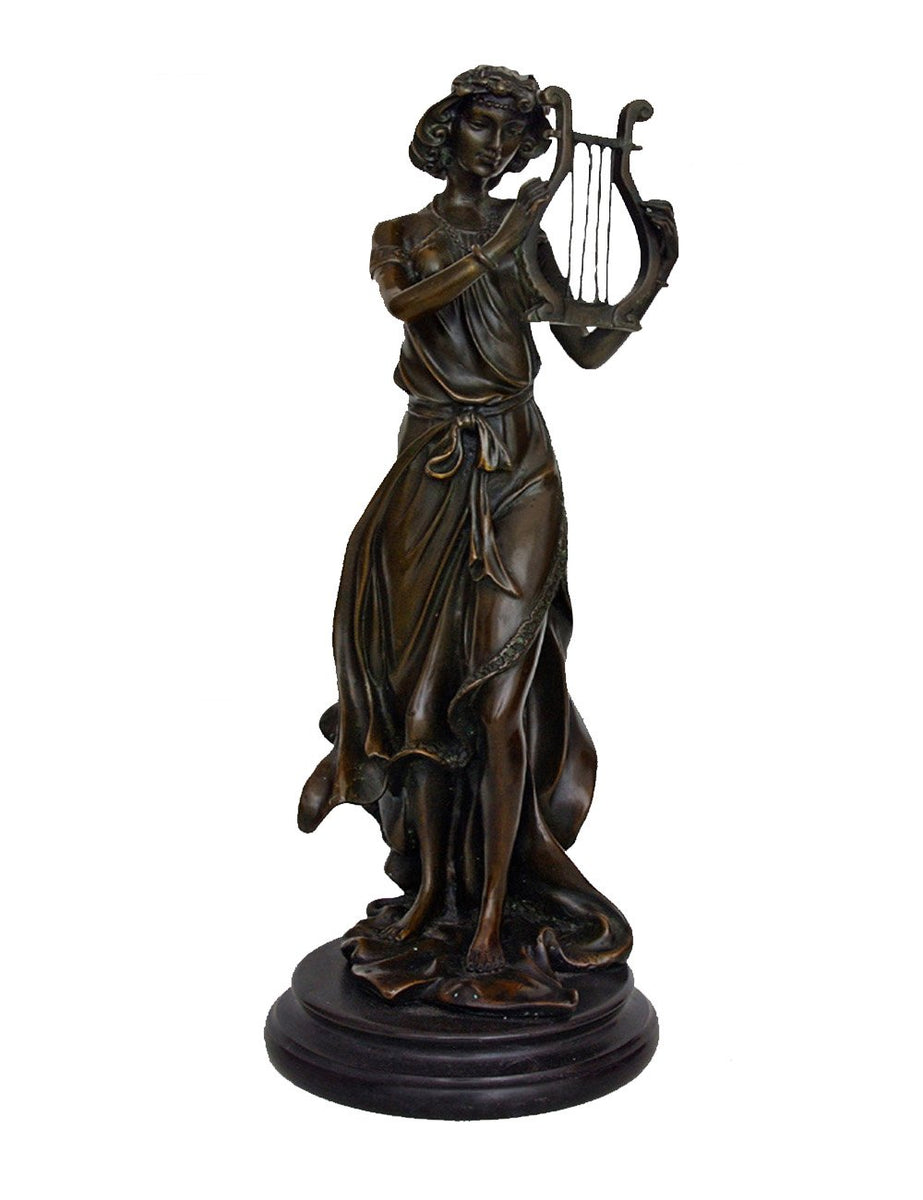 Harp Player Large Bronze Statues Metal Garden Statue Sculpture Home De ...